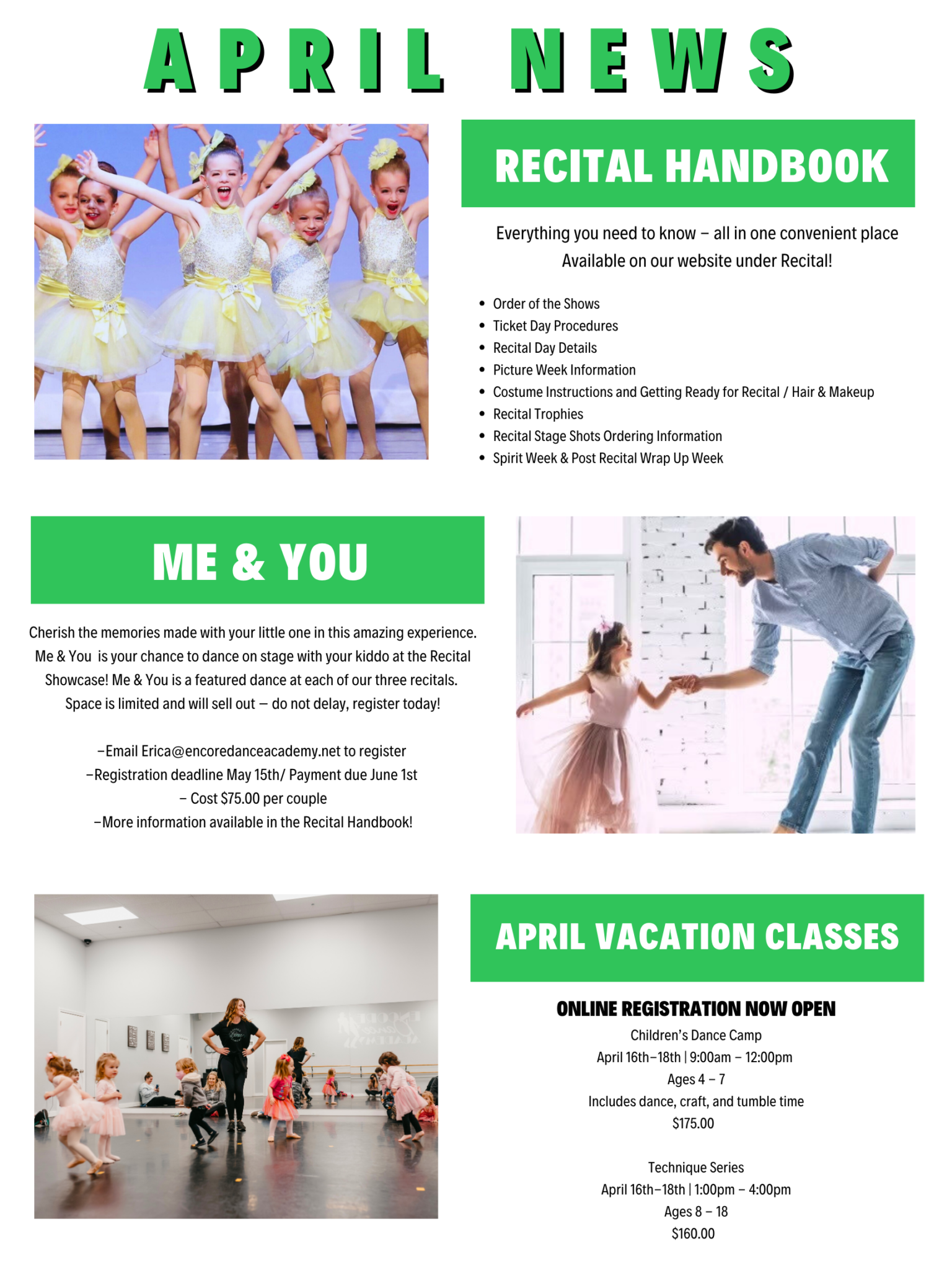 Encore Dance Academy | April Newsletter!